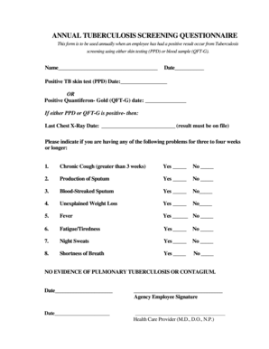 Fillable Online in ANNUAL TUBERCULOSIS SCREENING QUESTIONNAIRE - in Fax ...