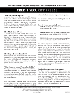 Fillable Online ag nd CREDIT SECURITY FREEZE Fax Email Print - pdfFiller