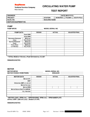 Fillable Online nsf CIRCULATING WATER PUMP TEST REPORT - nsf Fax Email ...