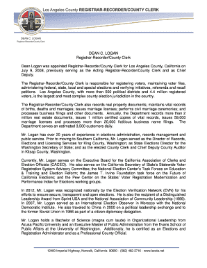 Fillable Online rrcc lacounty DEAN C LOGAN Registrar-RecorderCounty ...