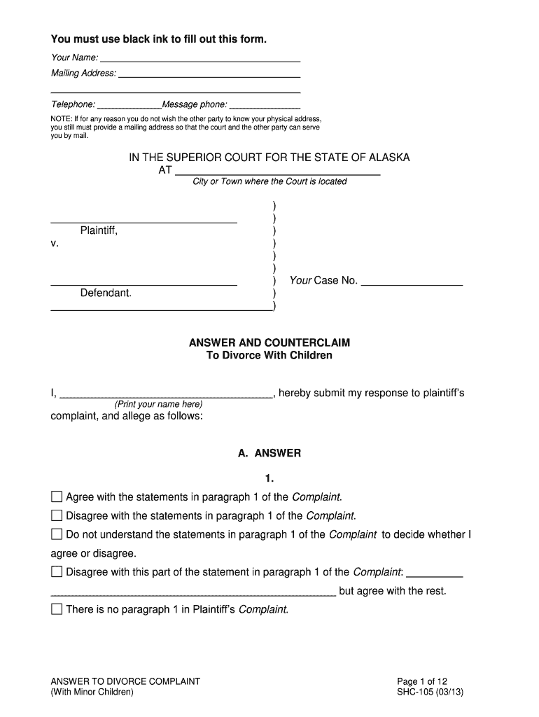 2013 Form AK SHC-105 Fill Online, Printable, Fillable, Blank - pdfFiller
