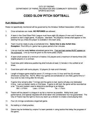 Fillable Online fresno Rules Coed Slow Pitchdoc - fresno Fax Email ...
