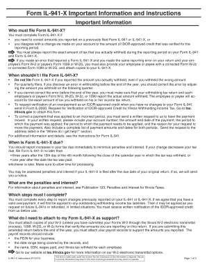 Fillable Online revenue illinois Form IL-941-X Important Information ...