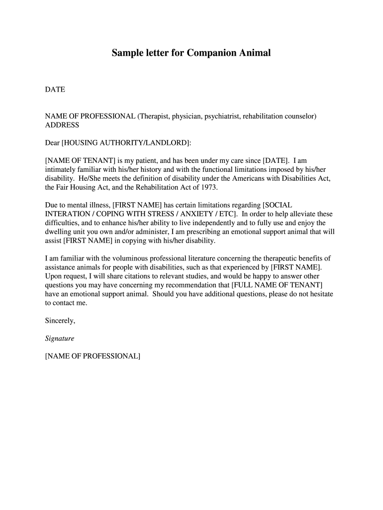Printable Esa Letter