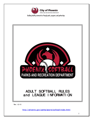 Fillable Online phoenix ADULT SOFTBALL RULES and LEAGUE INFORMATION Fax ...