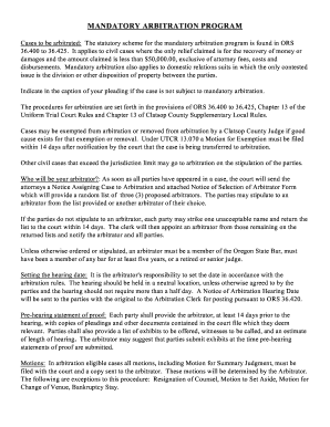 Fillable Online courts oregon MANDATORY ARBITRATION PROGRAM - courts oregon Fax Email Print ...