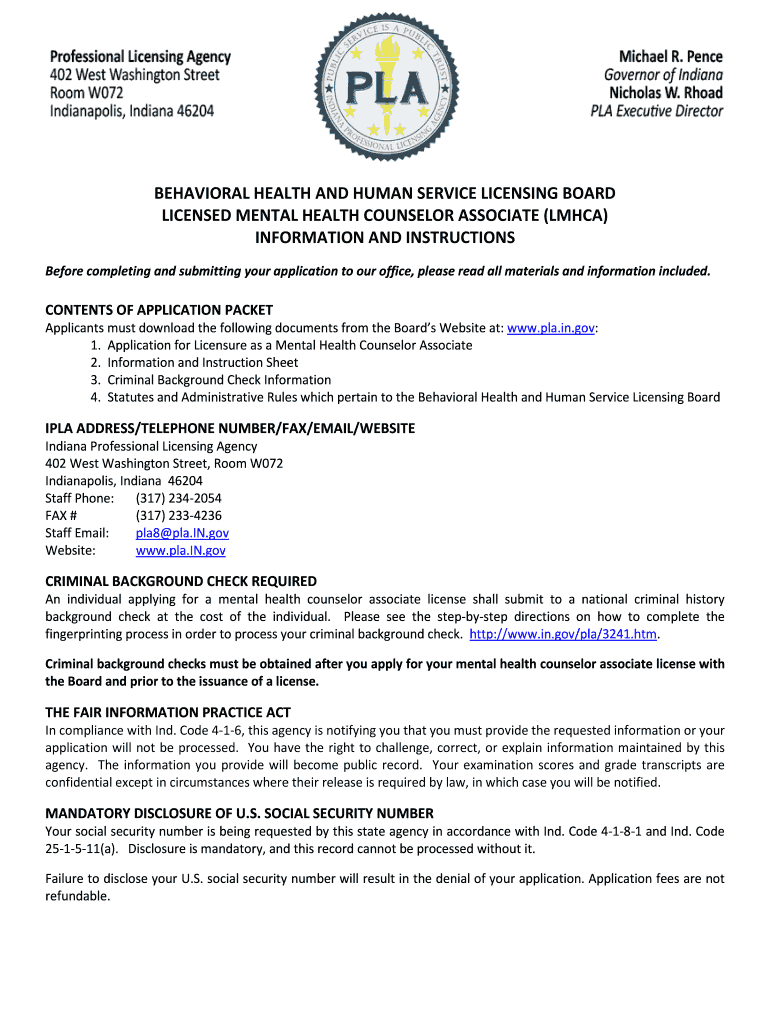 Fillable Online in Behavioral health and hum licensed mental health ...