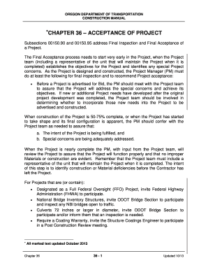 Fillable Online oregon Final InspectionRecommendation of Acceptance ...