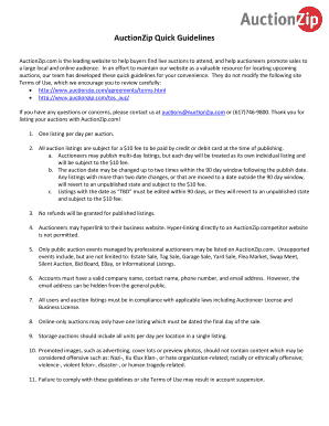 Fillable Online AuctionZip Quick Guidelines Fax Email Print - pdfFiller