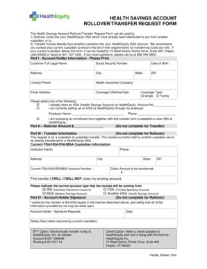 Fillable Online HSA rollovertransfer form Fax Email Print - pdfFiller