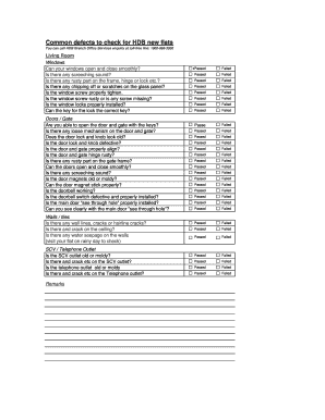 Fillable Online Defects checklist 1xls Fax Email Print - pdfFiller