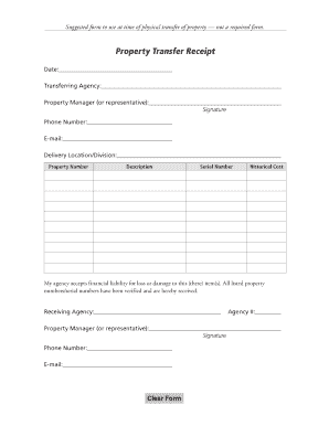 Fillable Online SPA Property Transfer Receipt Form Fax Email Print ...