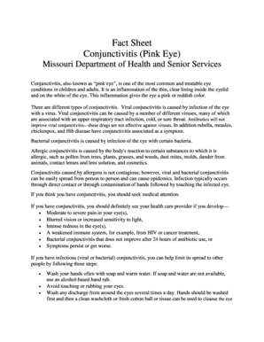 Fillable Online health mo Fact Sheet Conjunctivitis (Pink Eye) - Health ...