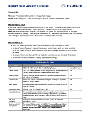 Fillable Online www-odi nhtsa dot Important Recall Campaign Information ...