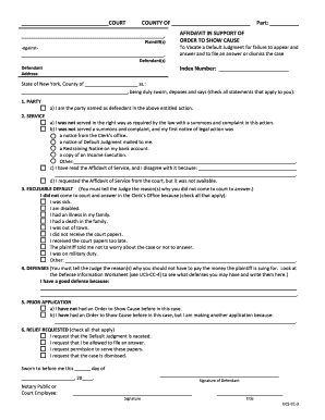 Fillable Online nycourts To Vacate a Default Judgment for failure to ...