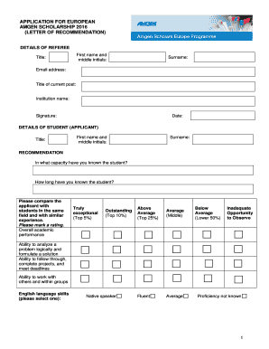 Fillable Online Amgen Scholars Referees Template Fax Email Print ...