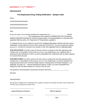 Fillable Online tcsg Attachment B - Pre-Employment Drug Testing ...