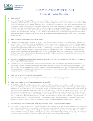 Fillable Online ams usda Country of Origin Labeling COOL Frequently ...