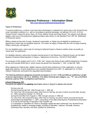 Fillable Online fs usda Veterans Preference Information Sheet - fs usda ...