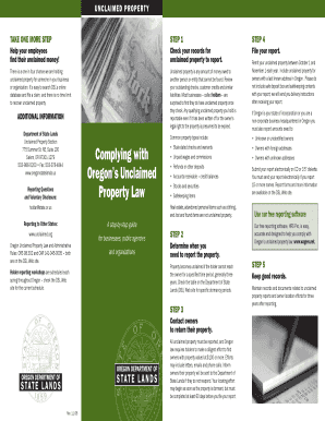 Fillable Online oregon Complying with Oregons Unclaimed property Law ...