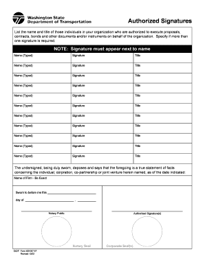 Fillable Online wsdot wa Authorized Signatures Fax Email Print - pdfFiller