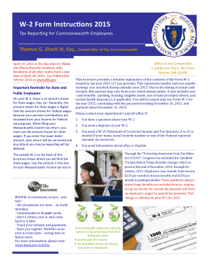 Fillable Online mass W-2 Form Instructions 2015 - mass Fax Email Print ...