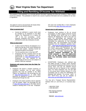 Fillable Online West Virginia State Tax Department Filing and Remitting ...