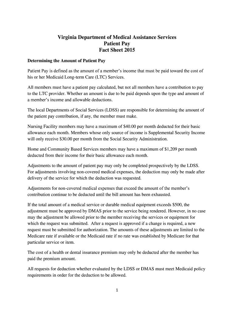 Fillable Online dmas virginia Patient Pay Fact Sheet - dmas virginia ...