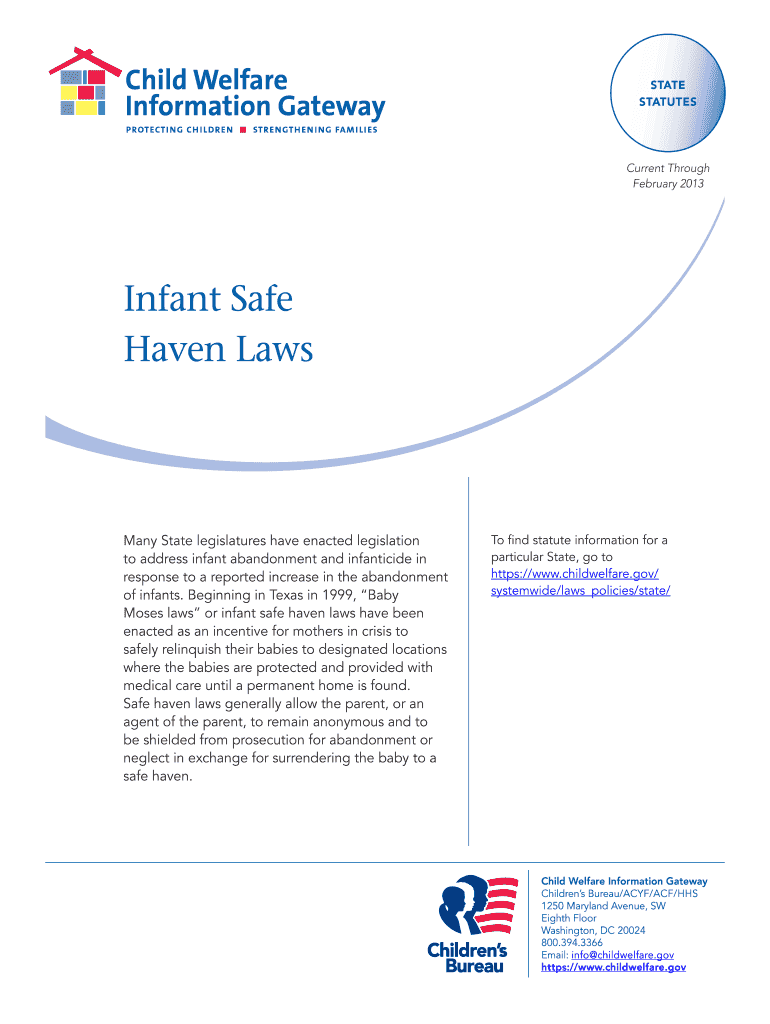 Fillable Online childwelfare Infant Safe Haven Reviews State laws that ...