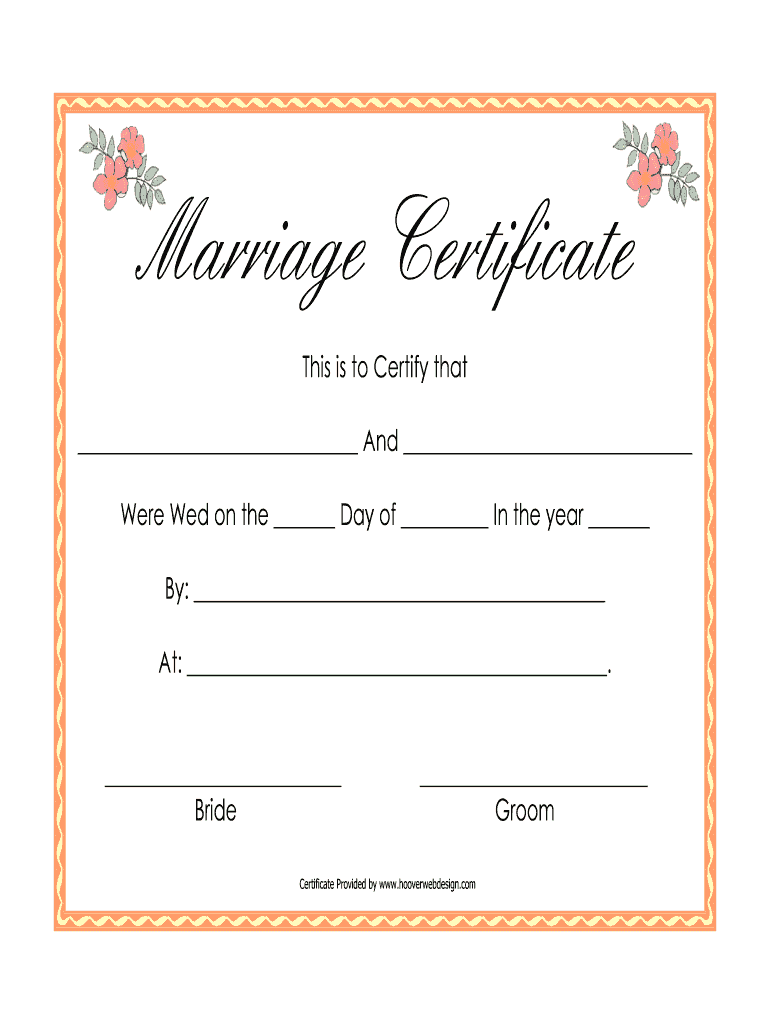 Fillable Online Printable Marriage Certificate Printable Marriage ...