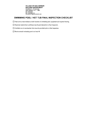 Fillable Online SWIMMING POOL HOT TUB FINAL INSPECTION CHECKLIST Fax ...