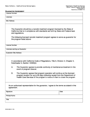 Fillable Online dhcs ca DHCS 5020 Gaurantor Agreement DHCS 5020 ...