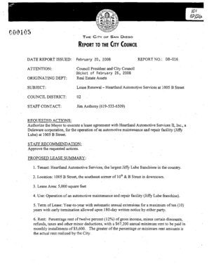 Fillable Online docs sandiego 101 000105 THE CITY OF SAN DIEGO REPORT TO THE CITY COUNCIL REPORT ...