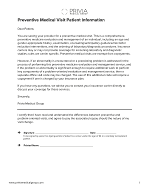 Fillable Online Patient Forms - Preventive Medical Visit Patient ...