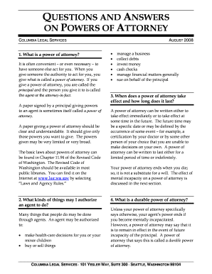 Fillable Online kcba QUESTIONS AND ANSWERS ON POWERS OF ATTORNEY - kcba ...