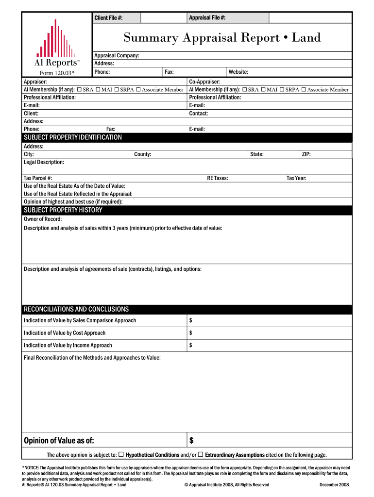 Land Appraisal Form Fill Online Printable Fillable Blank PdfFiller