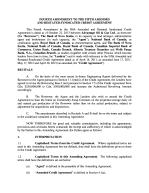 Fillable Online sec Bns advantage fourth amendment to 5th amended and restated syndicated credit ...