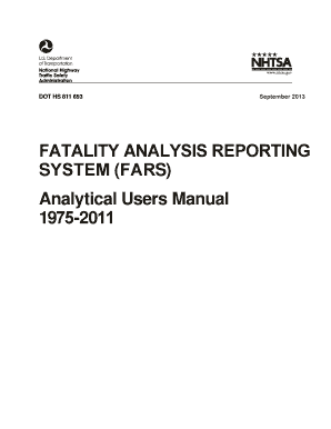 Fillable Online www-nrd nhtsa dot FARS Analytical User's Manual 1975 ...