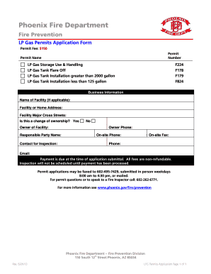 Fillable Online phoenix Liquid Propane Storage Use and Handling Permit ...