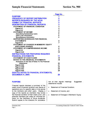 Fillable Online ncua Sample Financial Statements Section No 900 Fax ...