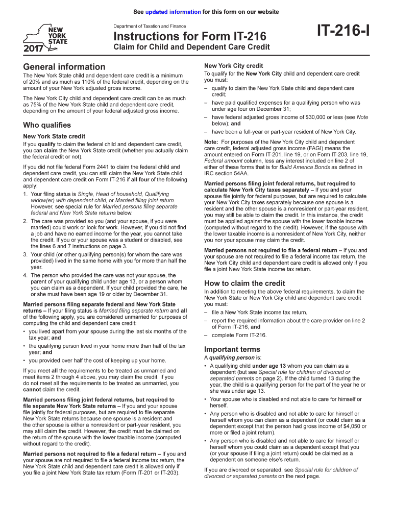 Fillable Online tax ny Fillable Form IT-216-I:2015:Instructions for ...