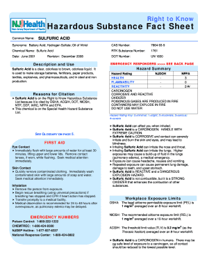 Fillable Online nj Right to Know Hazardous Substance Fact Sheet ...