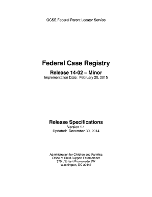 Fillable Online acf hhs Release 14-02 Specifications FCR v10 Federal ...