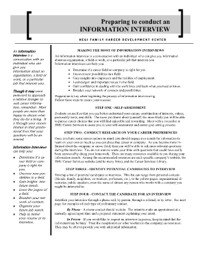 Fillable Online smu Preparing to conduct an INFORMATION INTERVIEW - smu ...