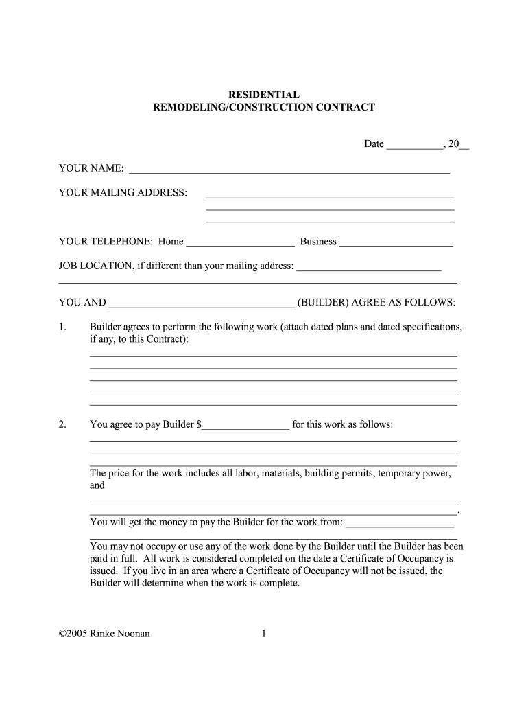 Printable Simple Home Repair Contract Template Printable Templates