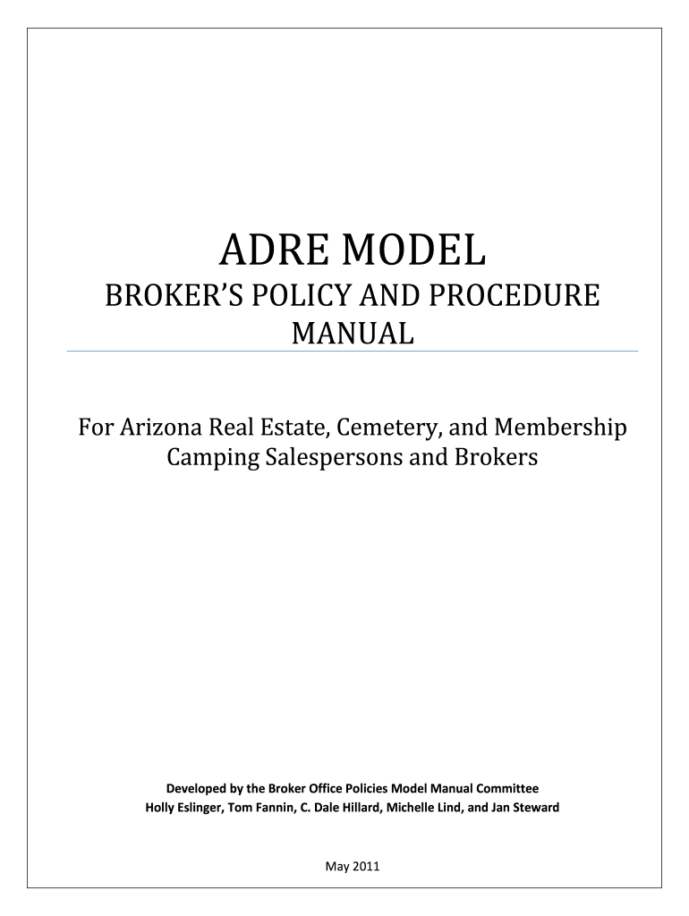 Free Real Estate Policy And Procedures Manual Template Printable 
