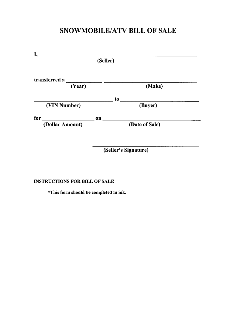 Atv Bill Of Sale Template Pdf PDF Template