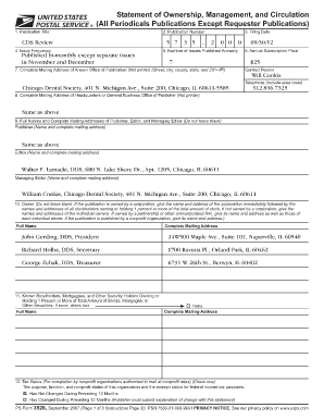 Fillable Online cds PS Form 3526 Statement of Ownership, Management ...