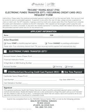 Fillable Online ELECTRONIC FUNDS TRANSFER (EFT) / RECURRING CREDIT ... Fax Email Print - pdfFiller