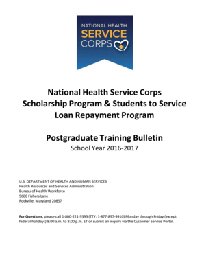 Fillable Online nhsc hrsa Postgraduate Training Bulletin - nhsc hrsa ...
